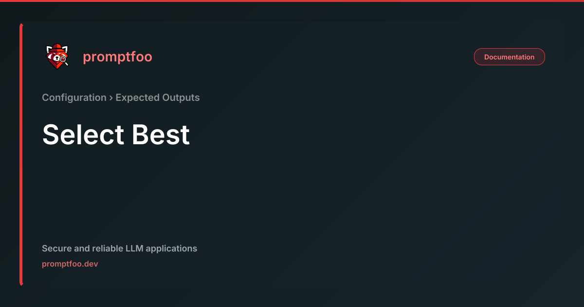 Select Best | Promptfoo