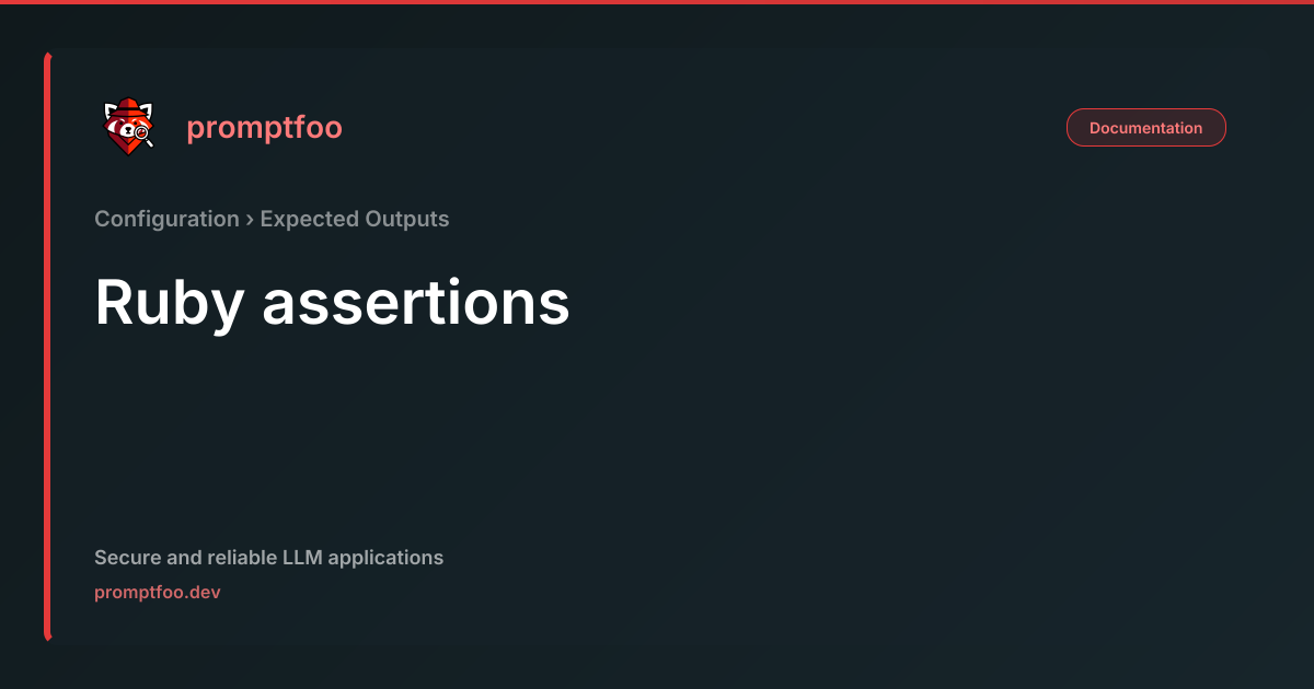 Ruby assertions | Promptfoo