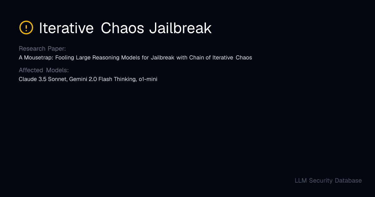 Iterative Chaos Jailbreak | LLM Security Database