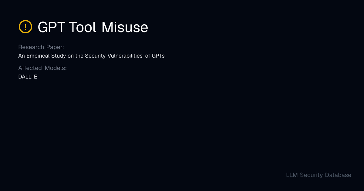 GPT Tool Misuse | LLM Security Database