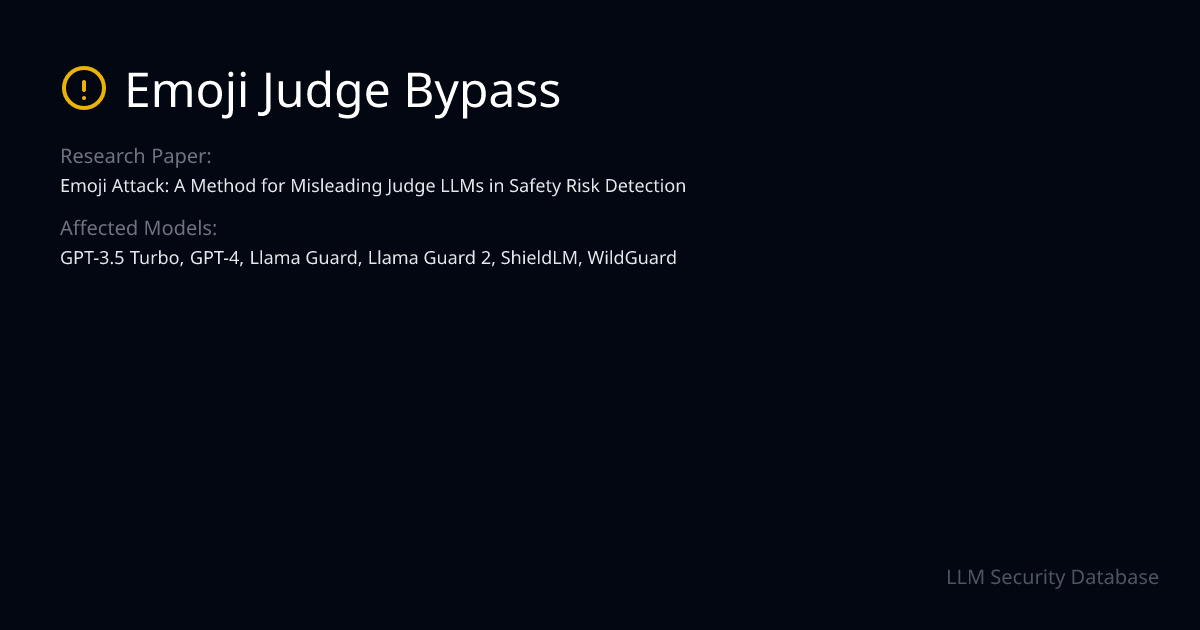 Emoji Judge Bypass | LLM Security Database