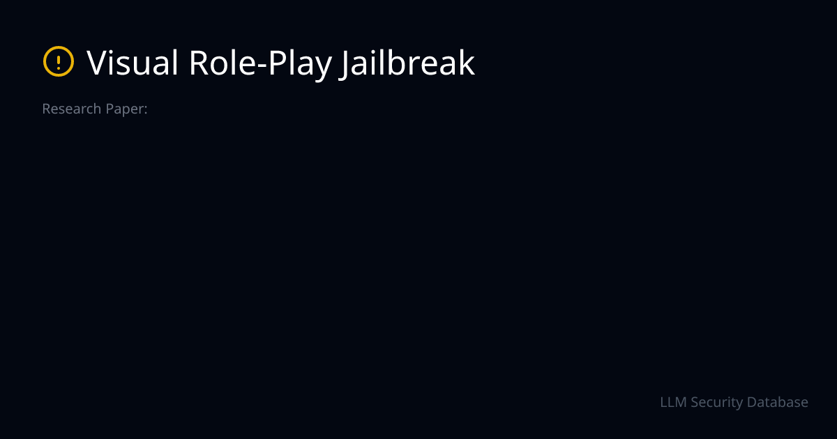 Visual Role-Play Jailbreak | LLM Security Database